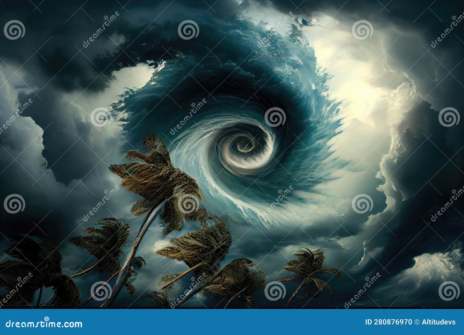 Tropical Cyclone, with View of the Clouds Swirling in the Wind Stock ...