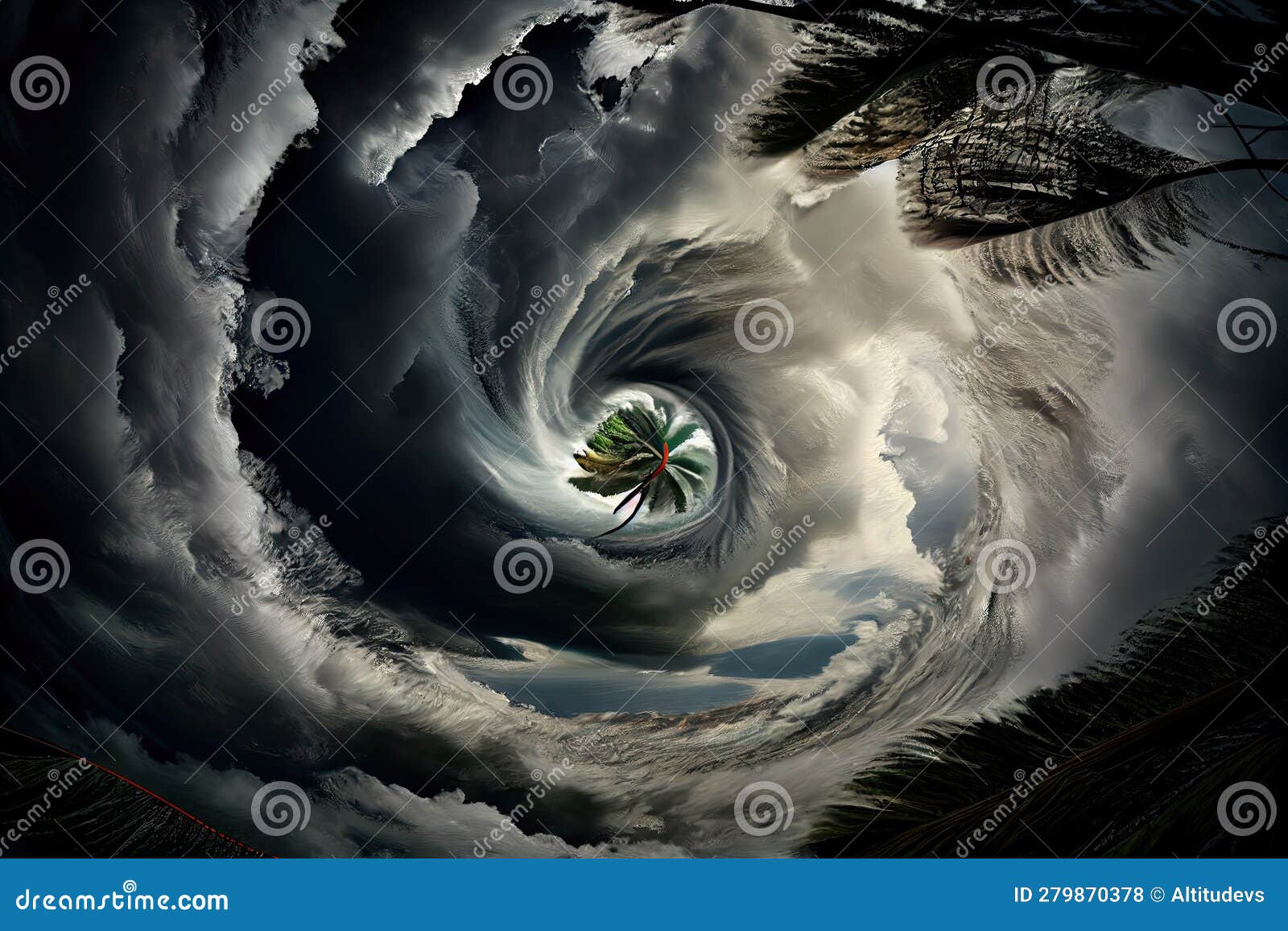 Tropical Cyclone, with View of the Clouds Swirling in the Wind Stock ...