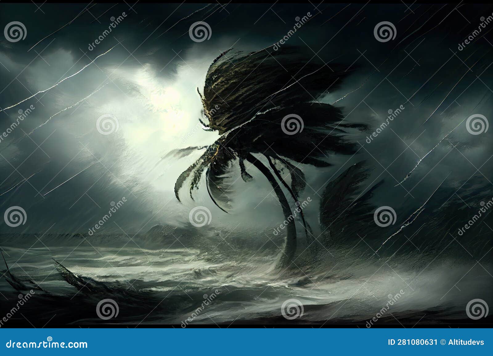 Tropical Cyclone, with View of Its Powerful Winds and Heavy Rain ...