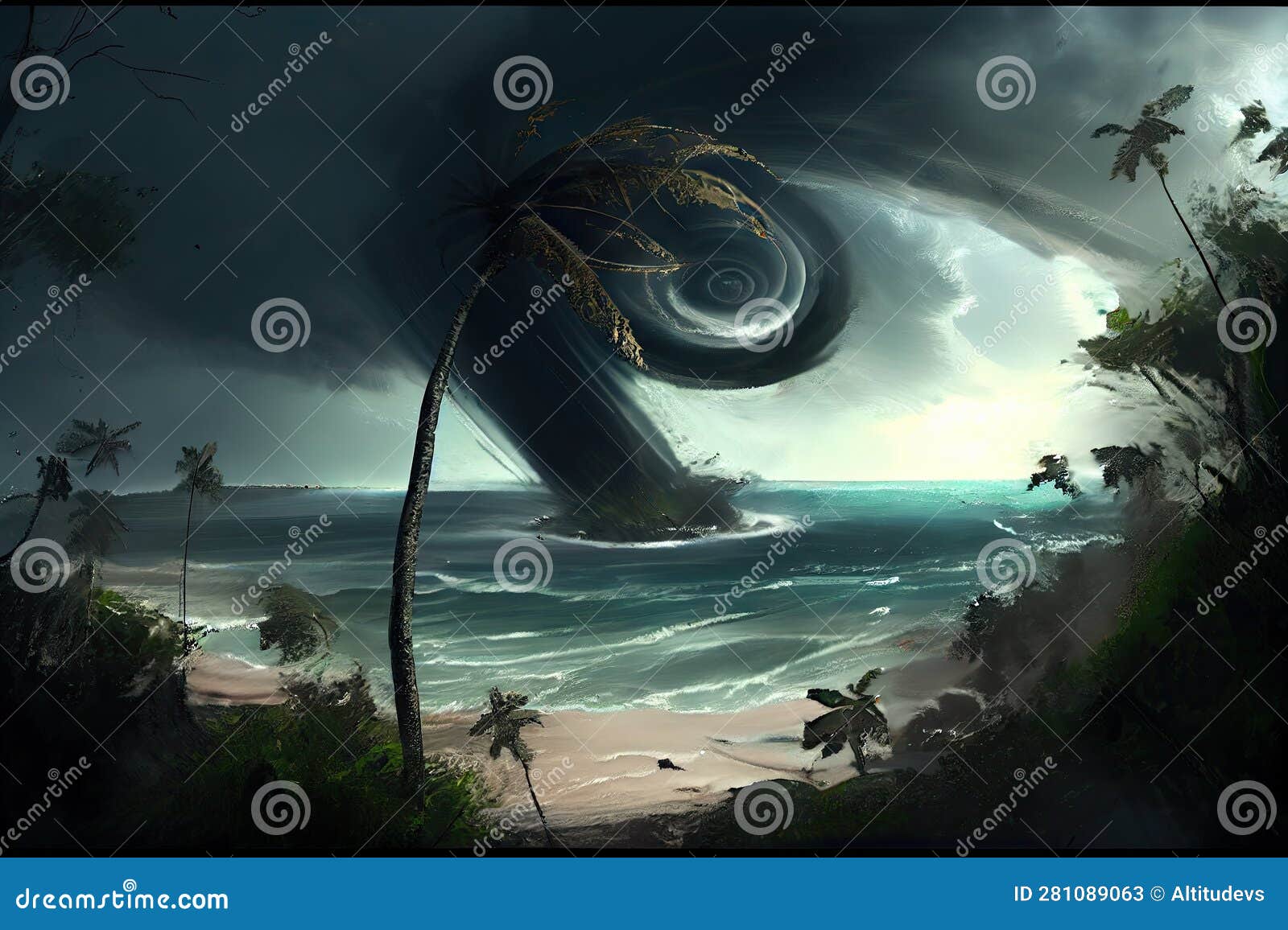Tropical Cyclone, with View of Its Powerful Winds and Heavy Rain ...
