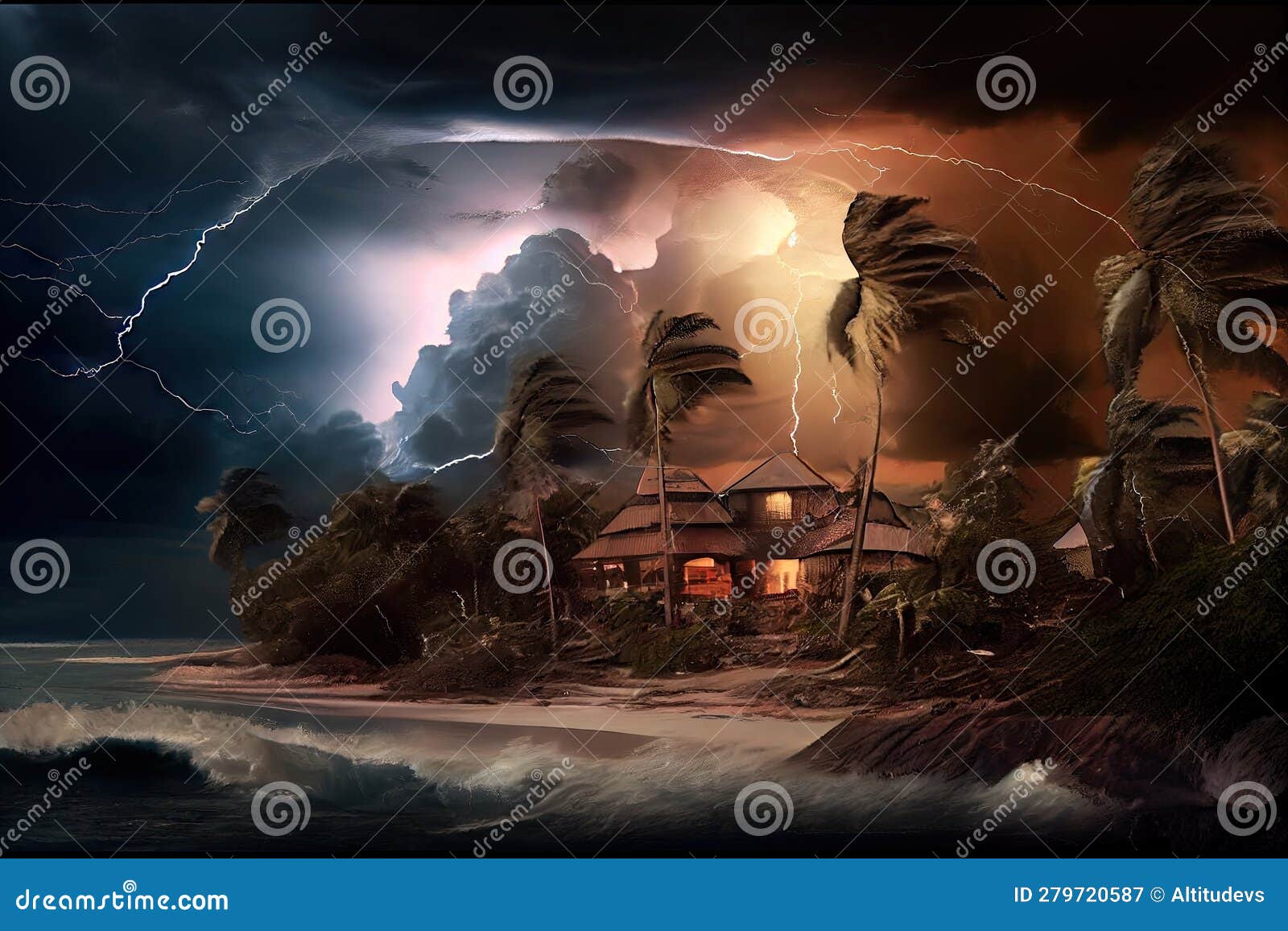 Tropical Cyclone, with View of Raging Storm Clouds and Lightning ...