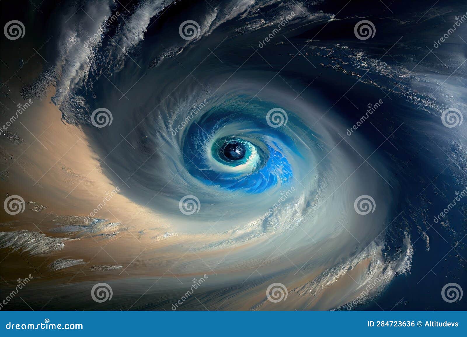 Tropical Cyclone, Viewed from Above, with Clouds and Rain Moving Around ...