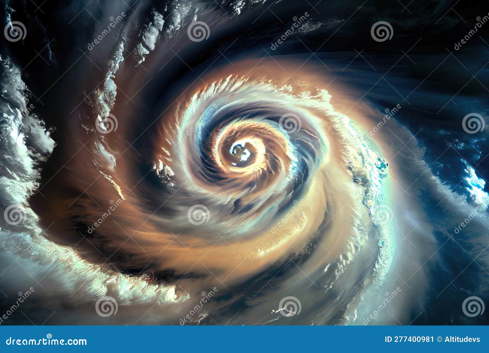 Tropical Cyclone Viewed from Space, with Swirling Clouds and Lightning ...