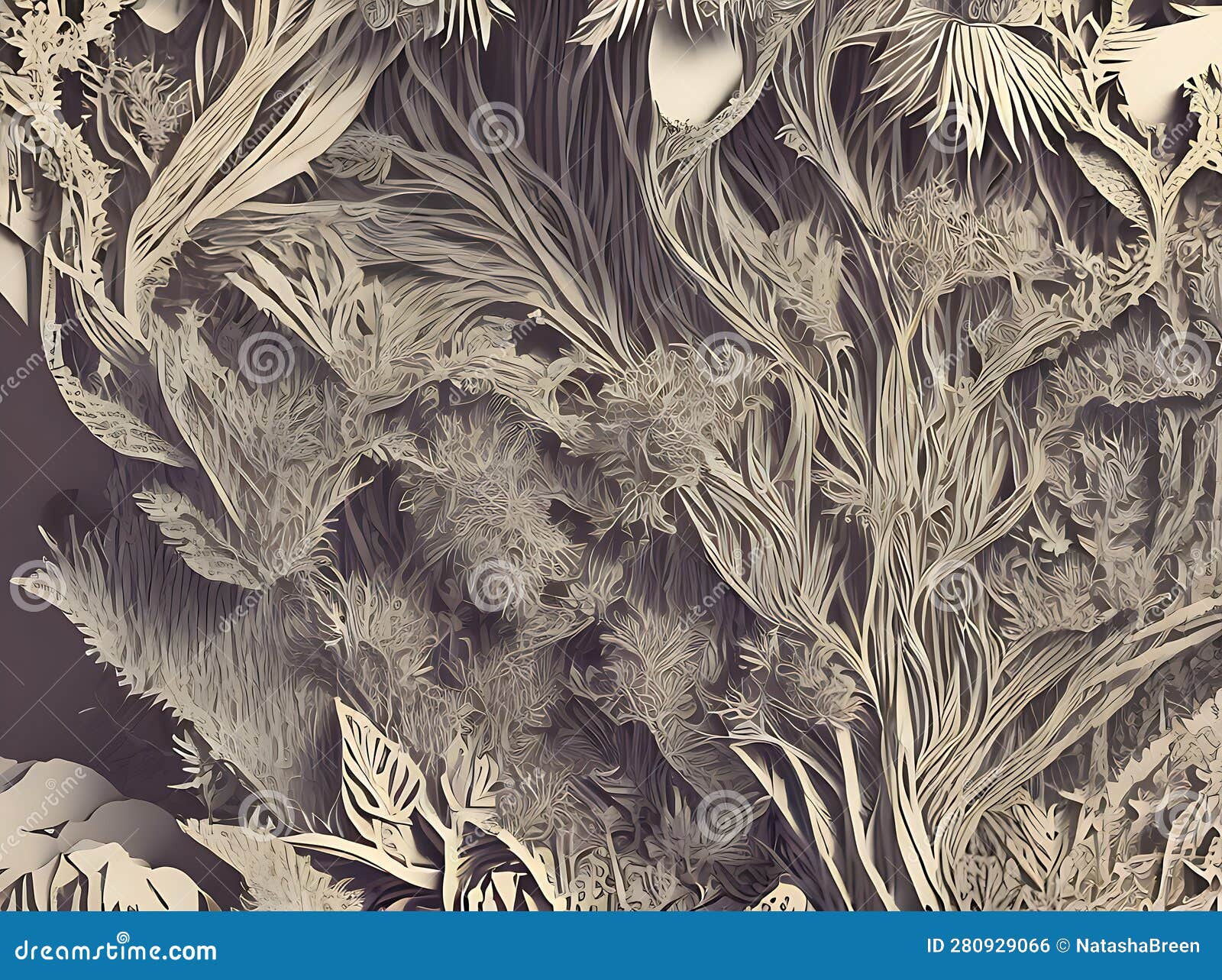 Tropical 3D Botanical Design with Shadows. Stock Illustration ...