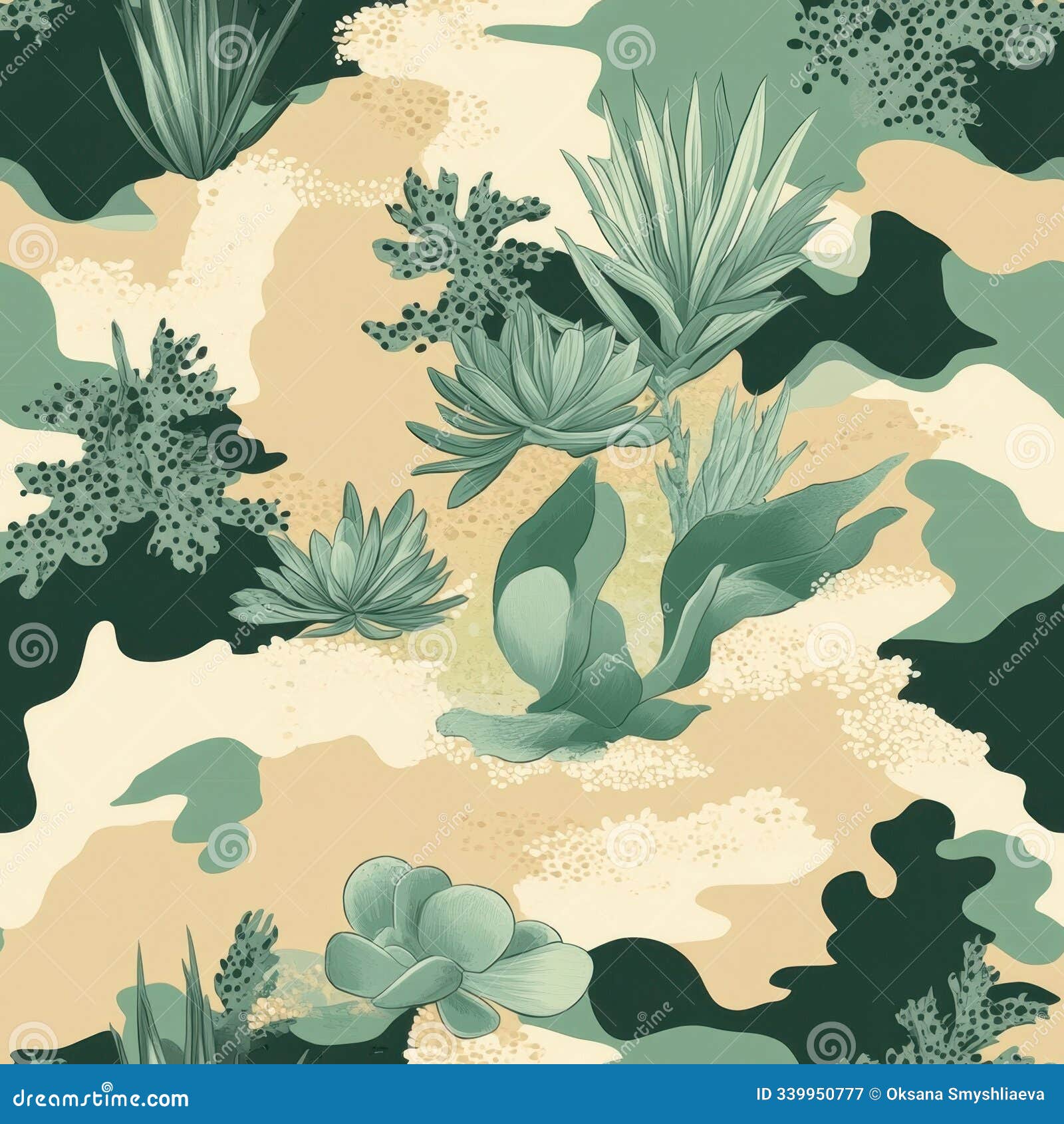 Tropical Desert Flora Pattern: Seamless Botanical Illustration Stock ...