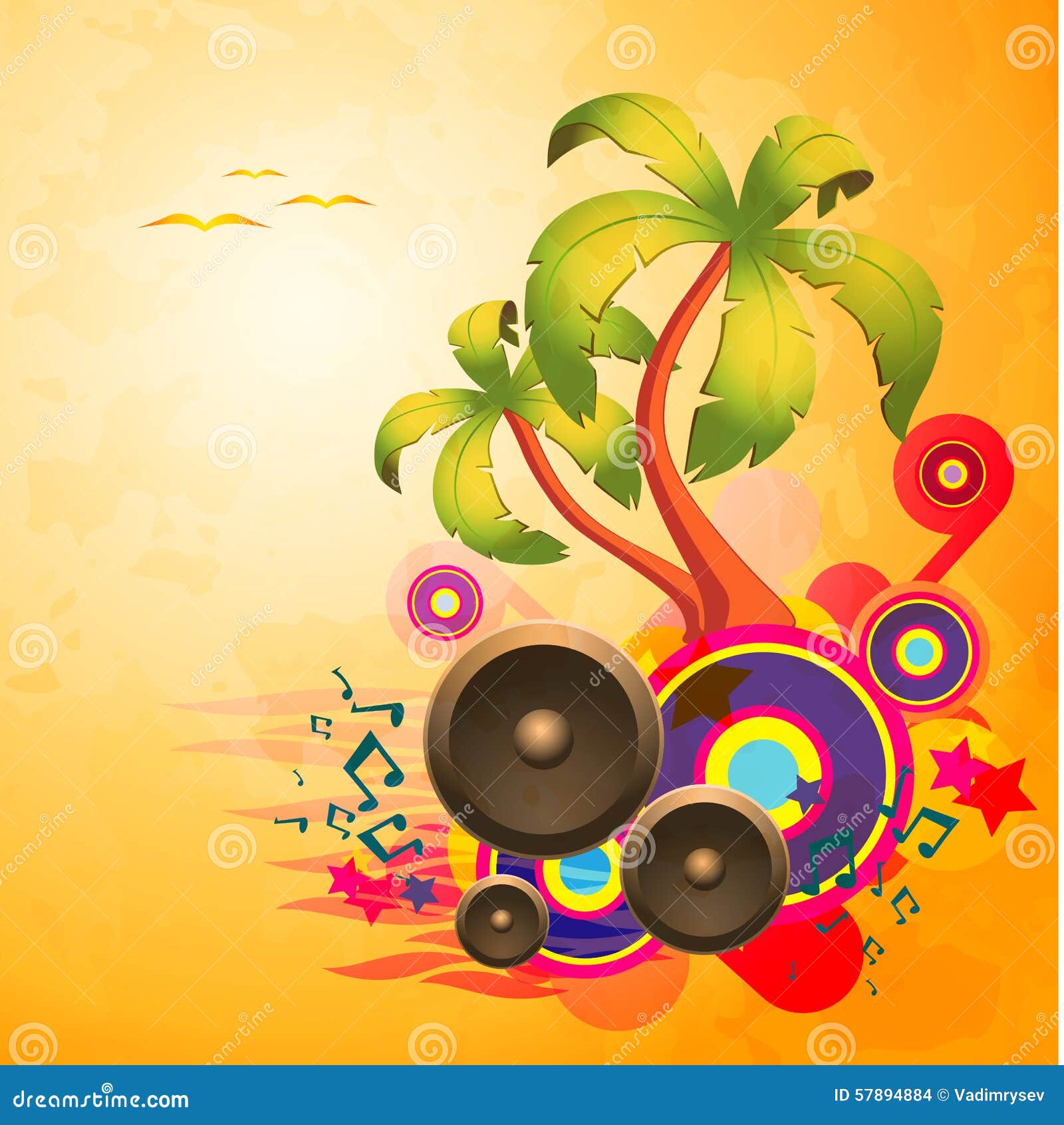 Tropical Disco Dance Background with Speakers Stock Vector ...