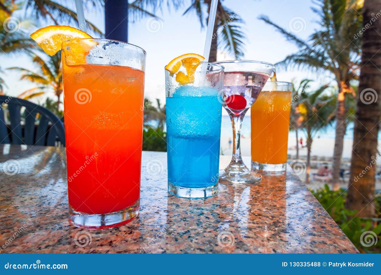 Tropical Drinks at the Caribbean Beach Stock Photo - Image of cocktail ...