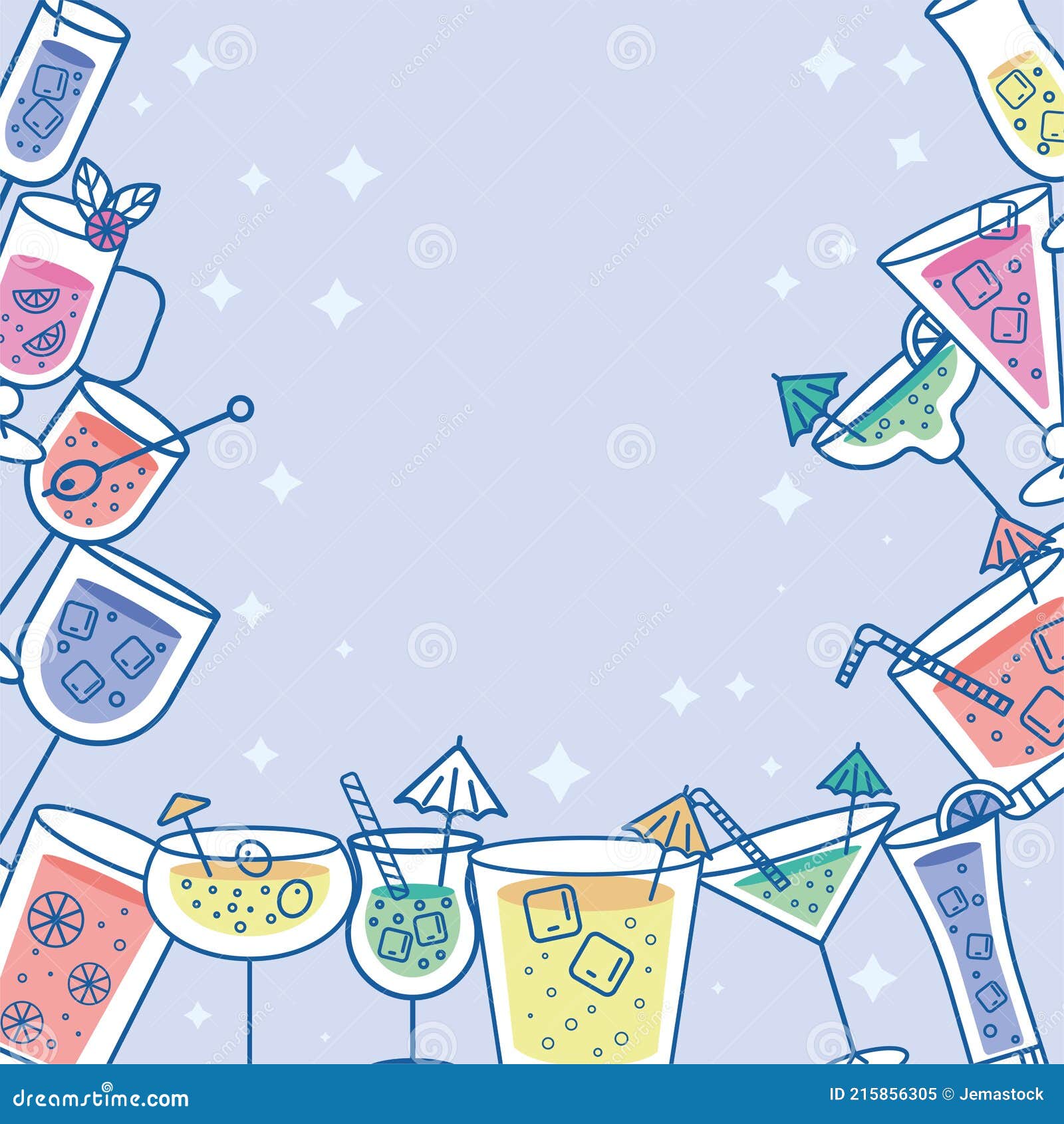 Tropical drinks frame stock vector. Illustration of green - 215856305