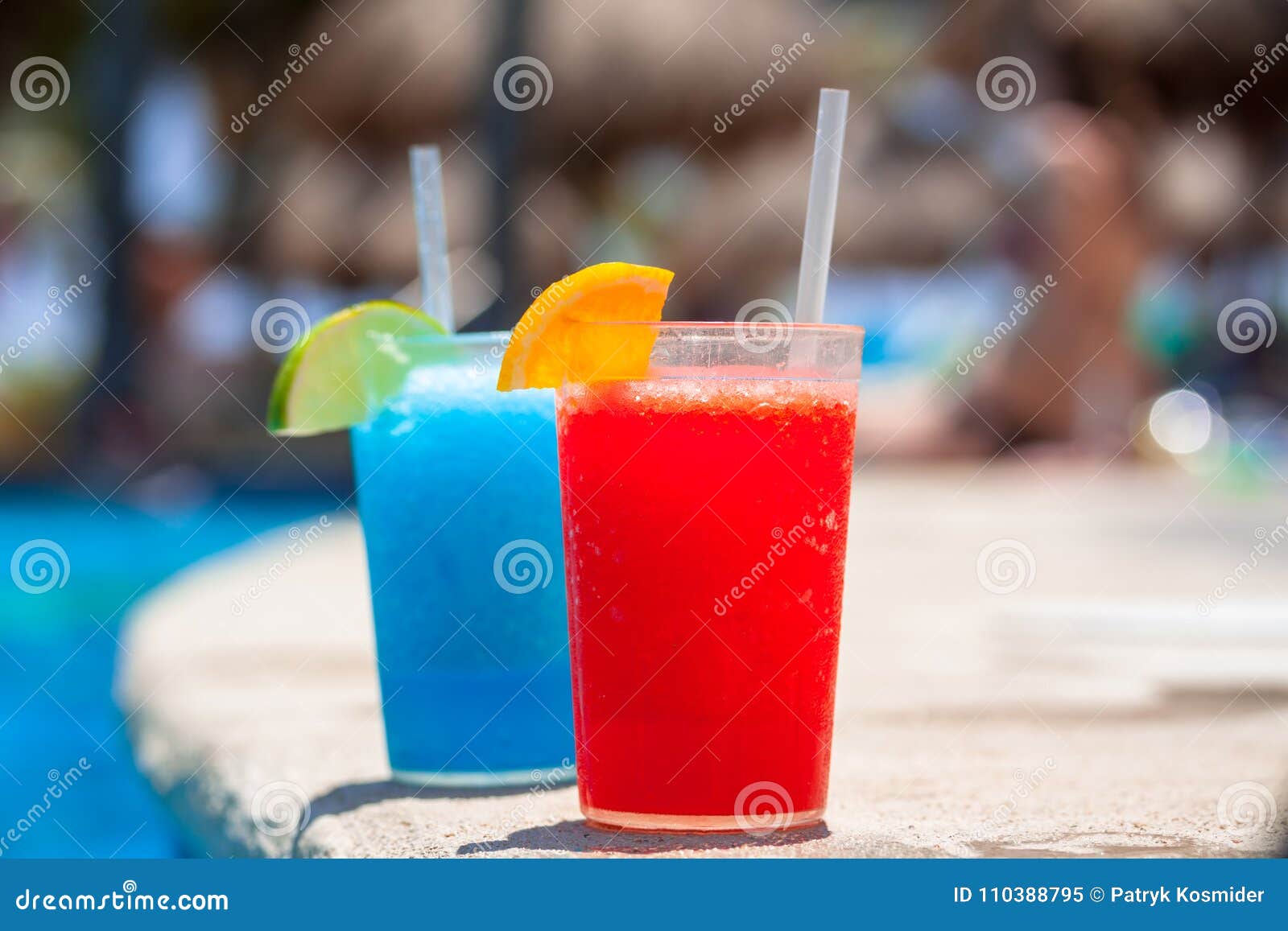 Tropical Drinks at the Swimming Pool Stock Image - Image of blue ...