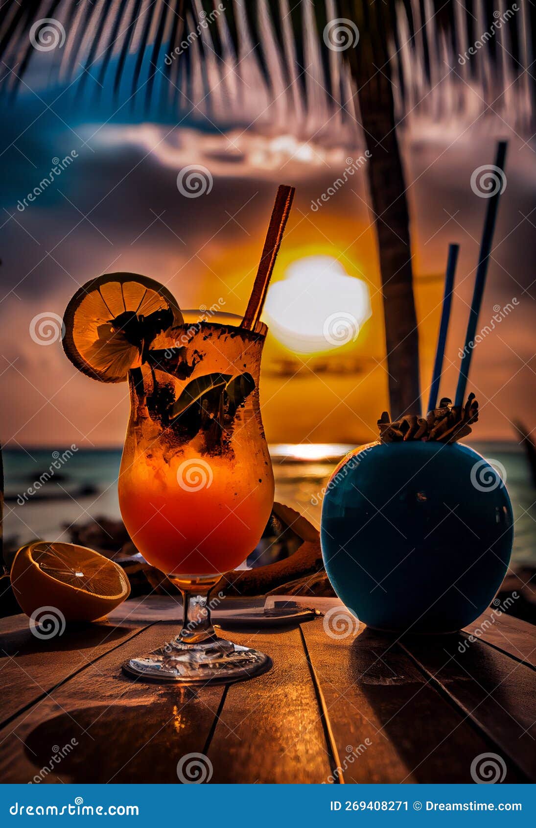 Tropical exotic drink stock illustration. Illustration of white - 269408271