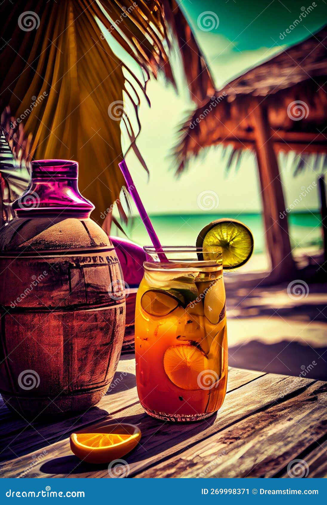 Tropical exotic drink stock illustration. Illustration of drink - 269998371