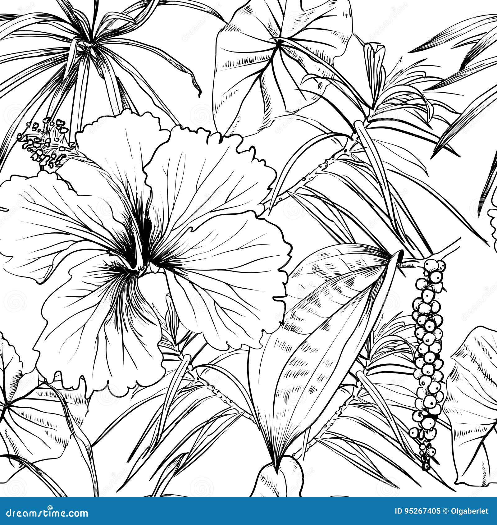Free Exotic Flowers Coloring Pages