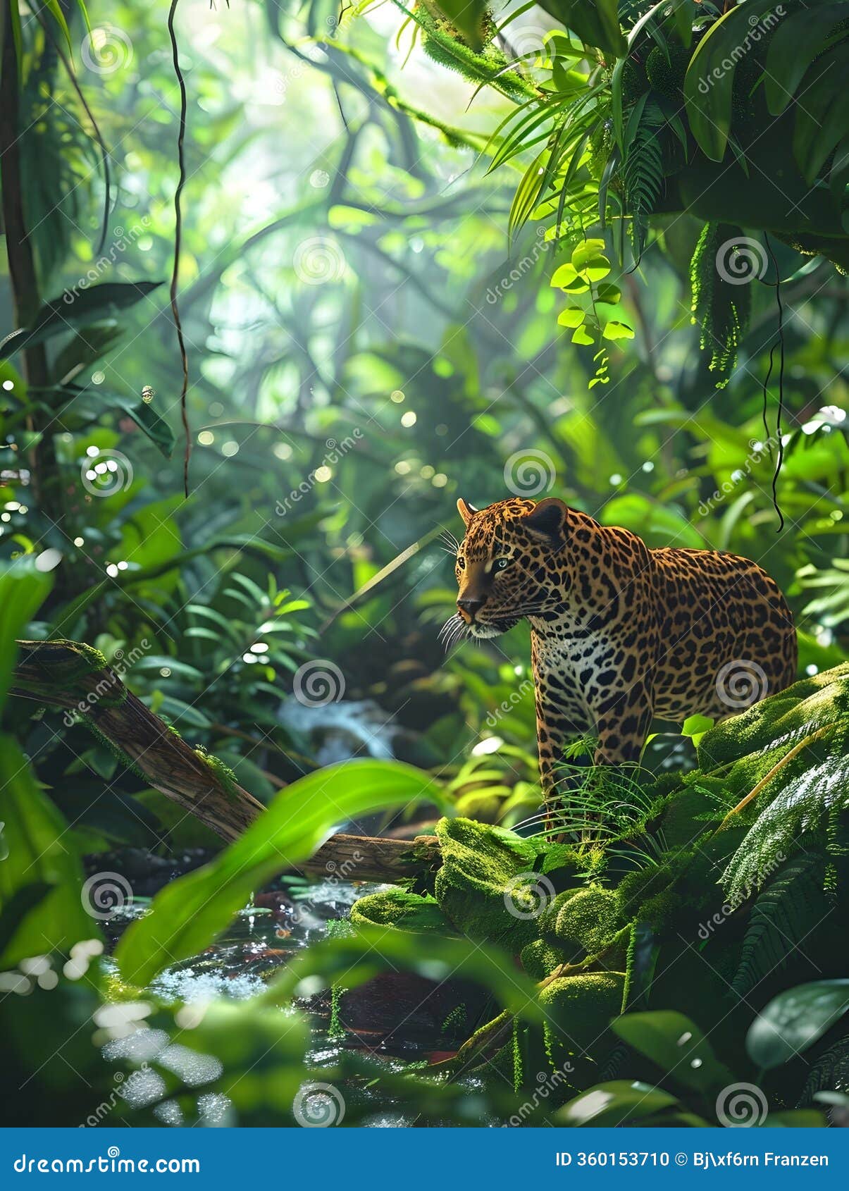 Tropical Exotic Jungle Leopard in the Rainforest Stock Illustration ...