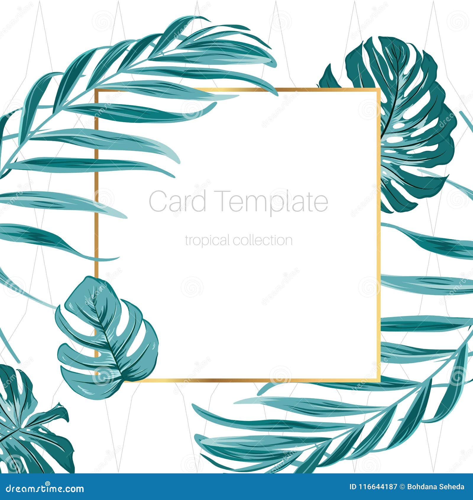 Tropical Fern Greenery Rectangular Border Frame Stock Illustration ...