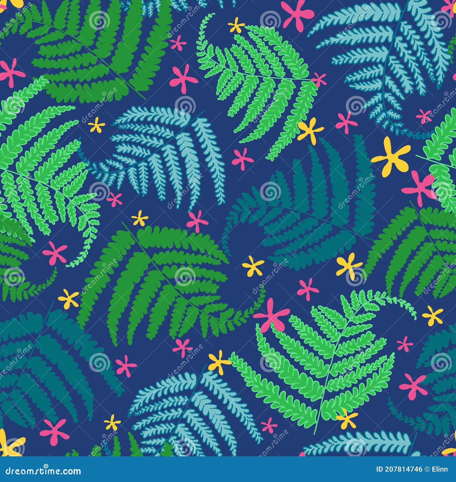 Tropical Ferns Seamless Vector Pattern Stock Vector - Illustration of ...