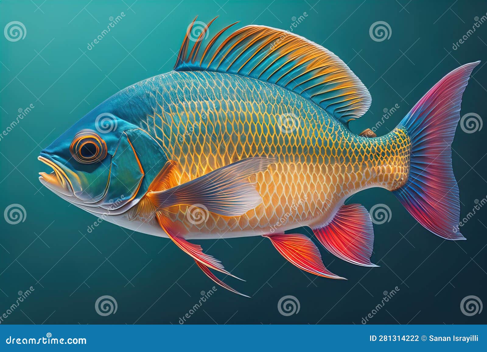 Tropical Fish on a Blue Background. Generative Ai Stock Illustration ...