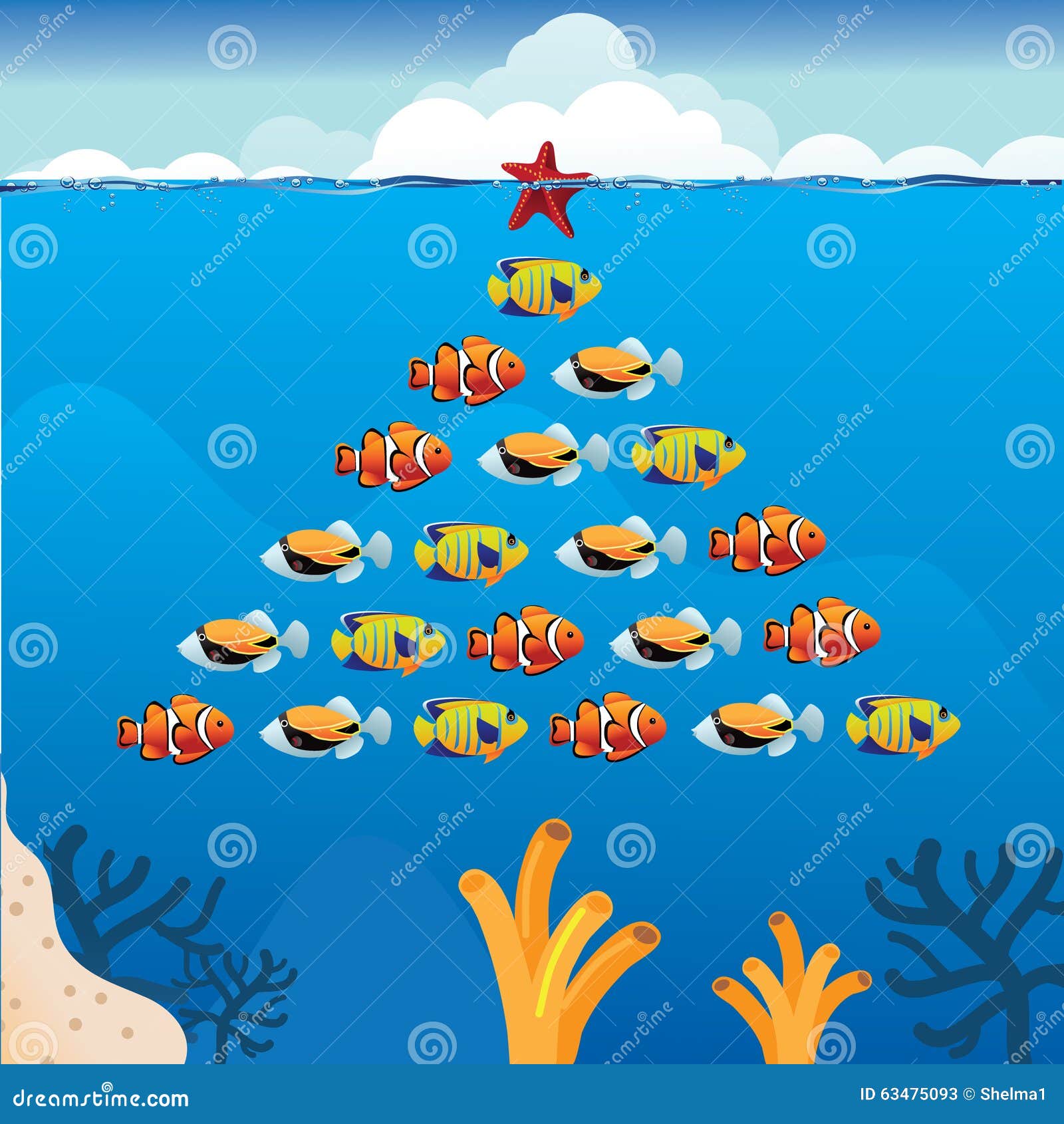 Tropical Fish Christmas Tree Stock Vector - Illustration of tree ...