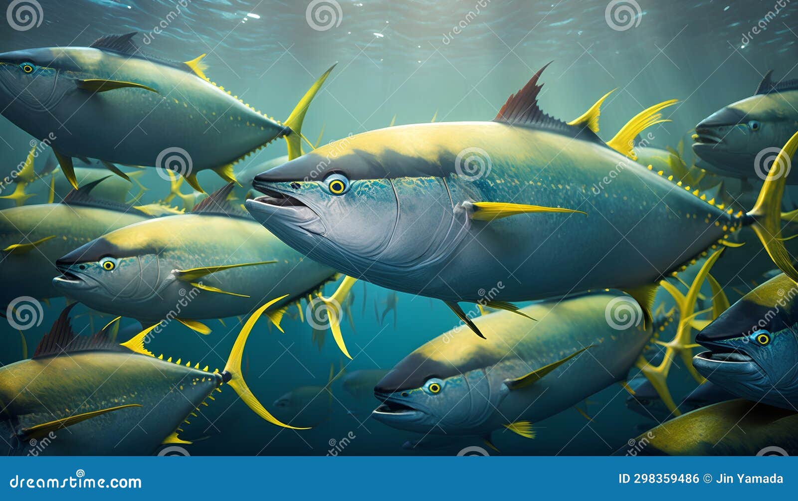 Tropical Fish in the Deep Blue Sea. 3d Rendering Stock Illustration ...