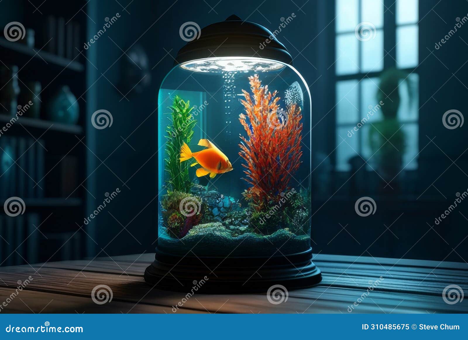 Tropical Fish in a Glass Aquarium. 3d Rendering Stock Illustration ...