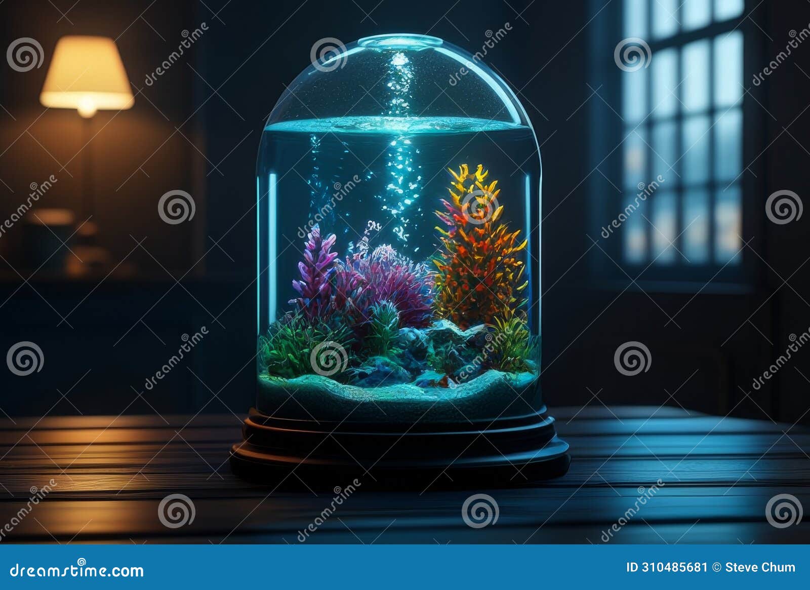 Tropical Fish in a Glass Aquarium. 3d Rendering Stock Illustration ...