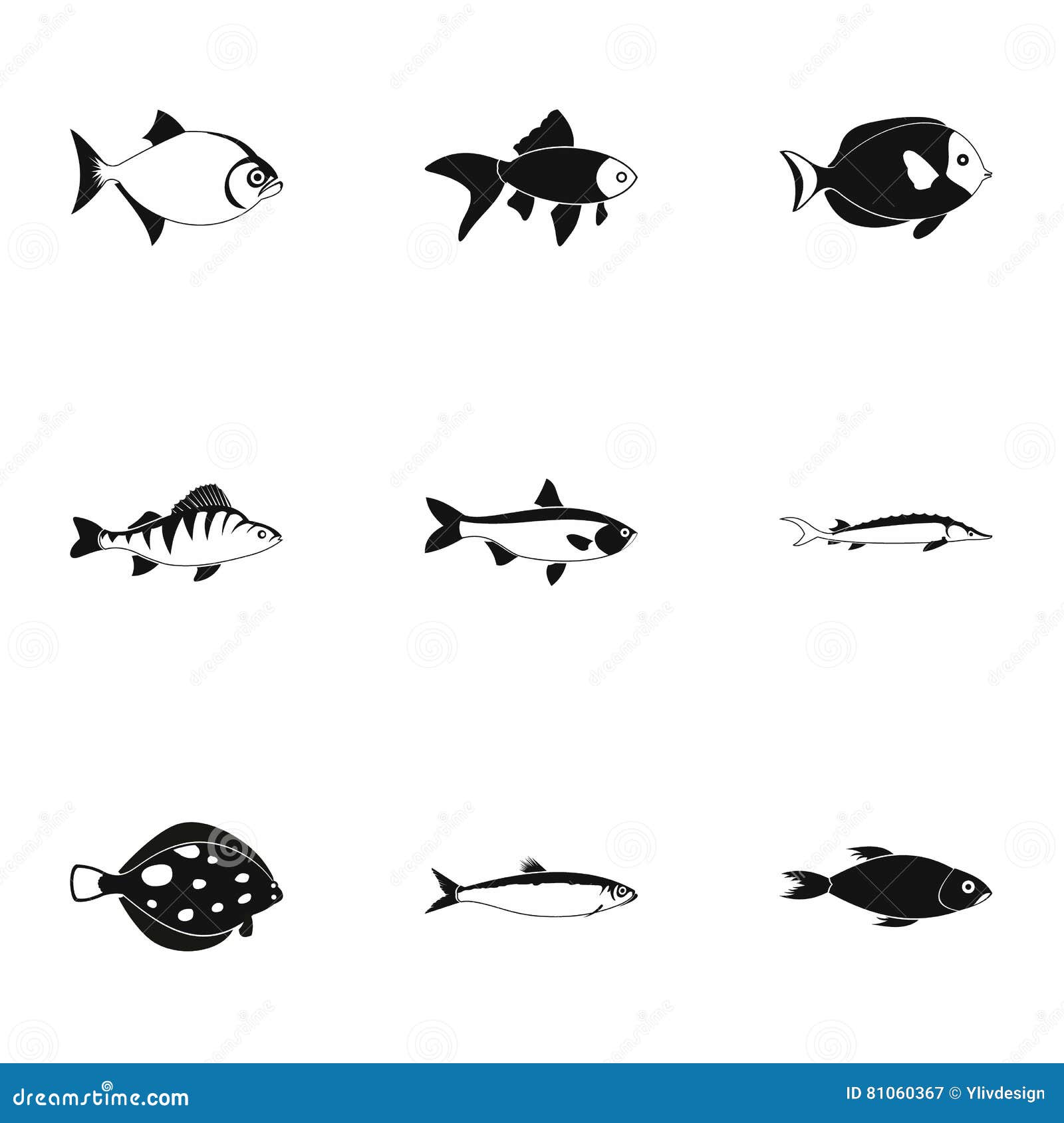 Tropical Fish Icons Set, Simple Style Stock Vector - Illustration of ...