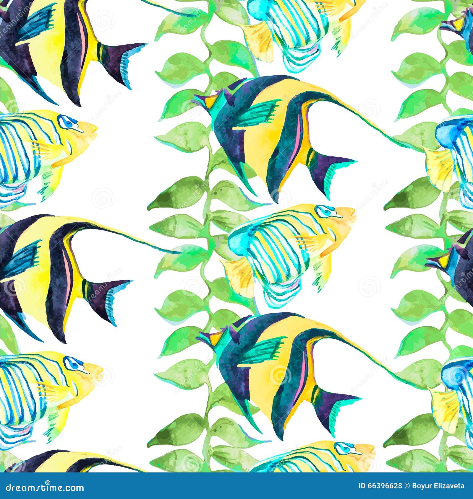 Tropical Fish Pattern. Seamless Vector Art. Stock Vector - Illustration ...