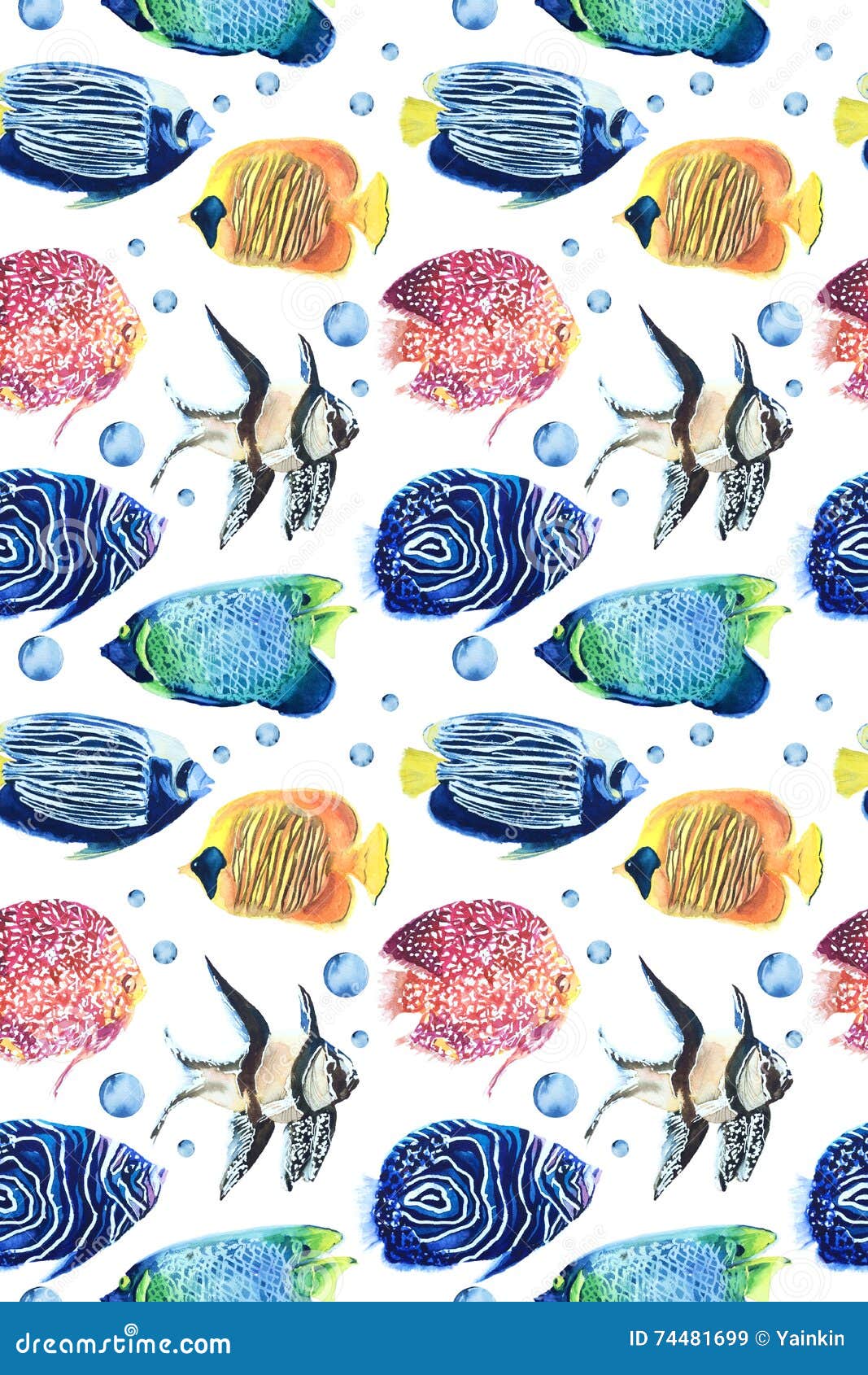 Tropical Fish Pattern on White Stock Illustration - Illustration of ...