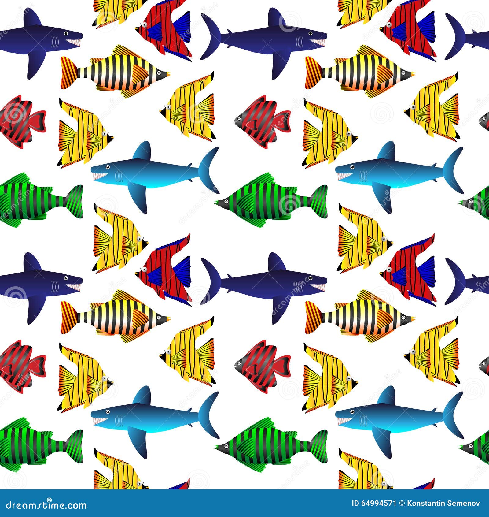 Tropical Fish. Seamless Pattern. Stock Illustration - Illustration of ...