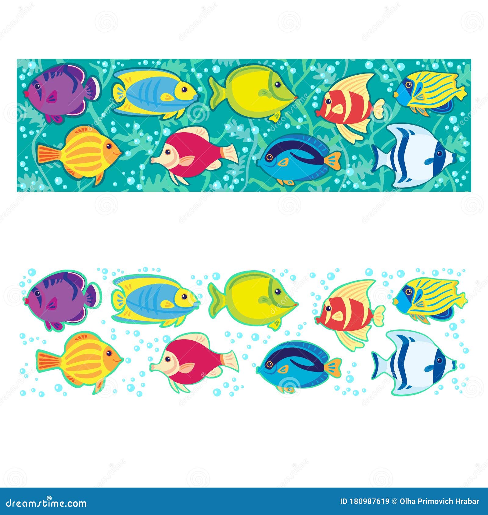 Tropical Fish. Two Horizontal Banners Stock Vector - Illustration of ...
