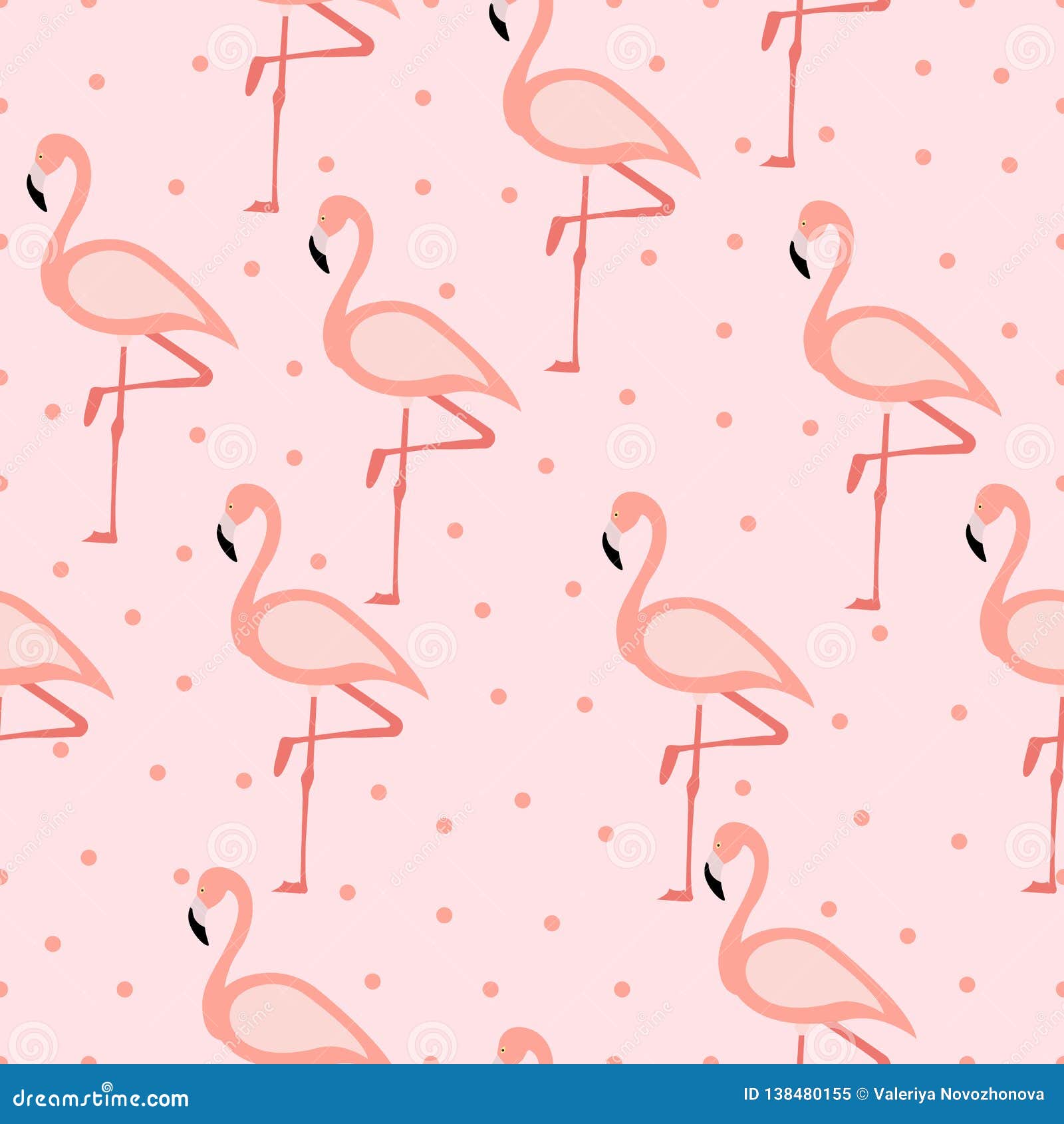 Tropical Flamingo Pattern. Seamless Flamingo Pattern. Polka Dots Stock ...