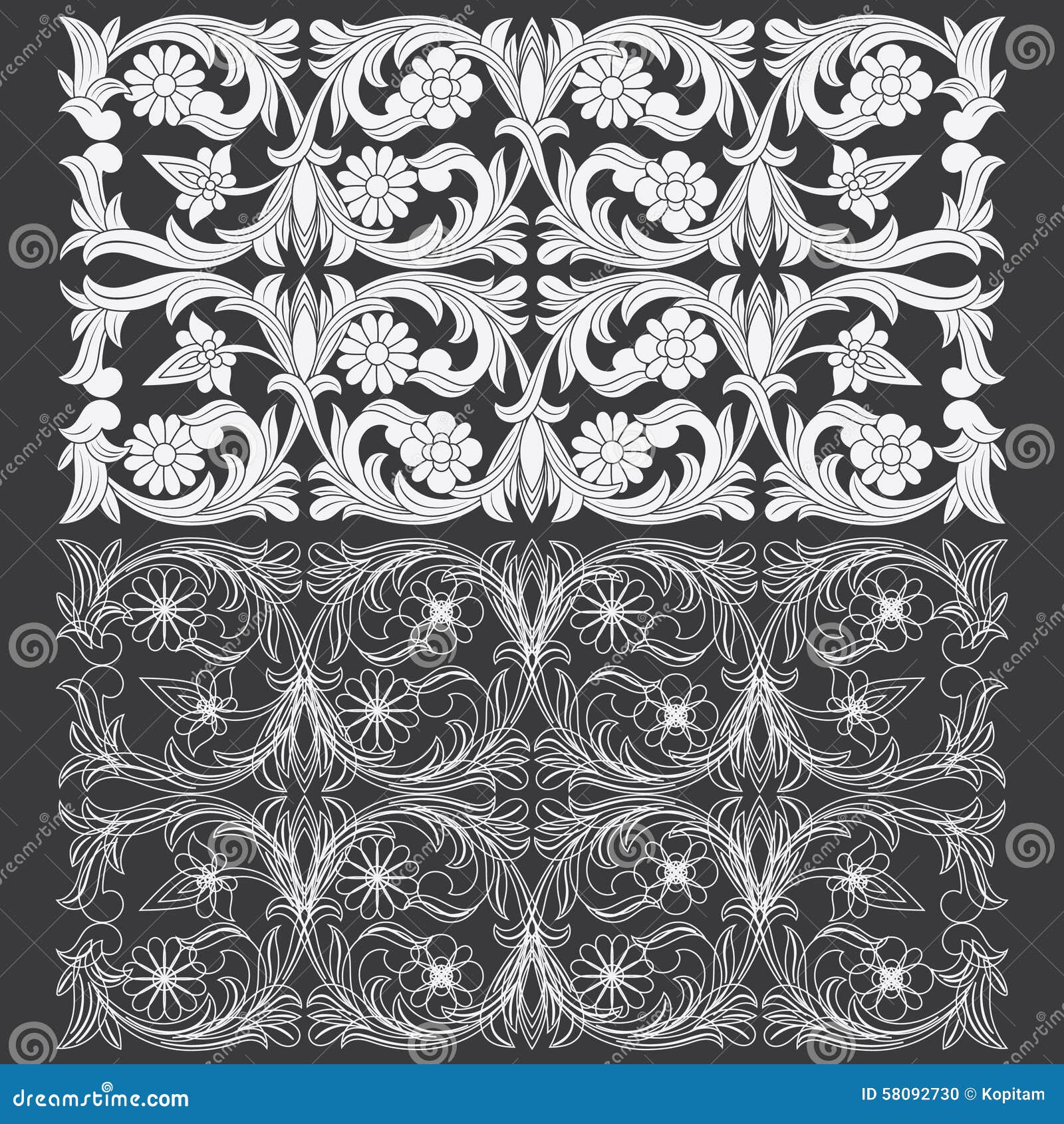 Tropical Floral Carving Pattern. Stock Vector - Illustration of ...