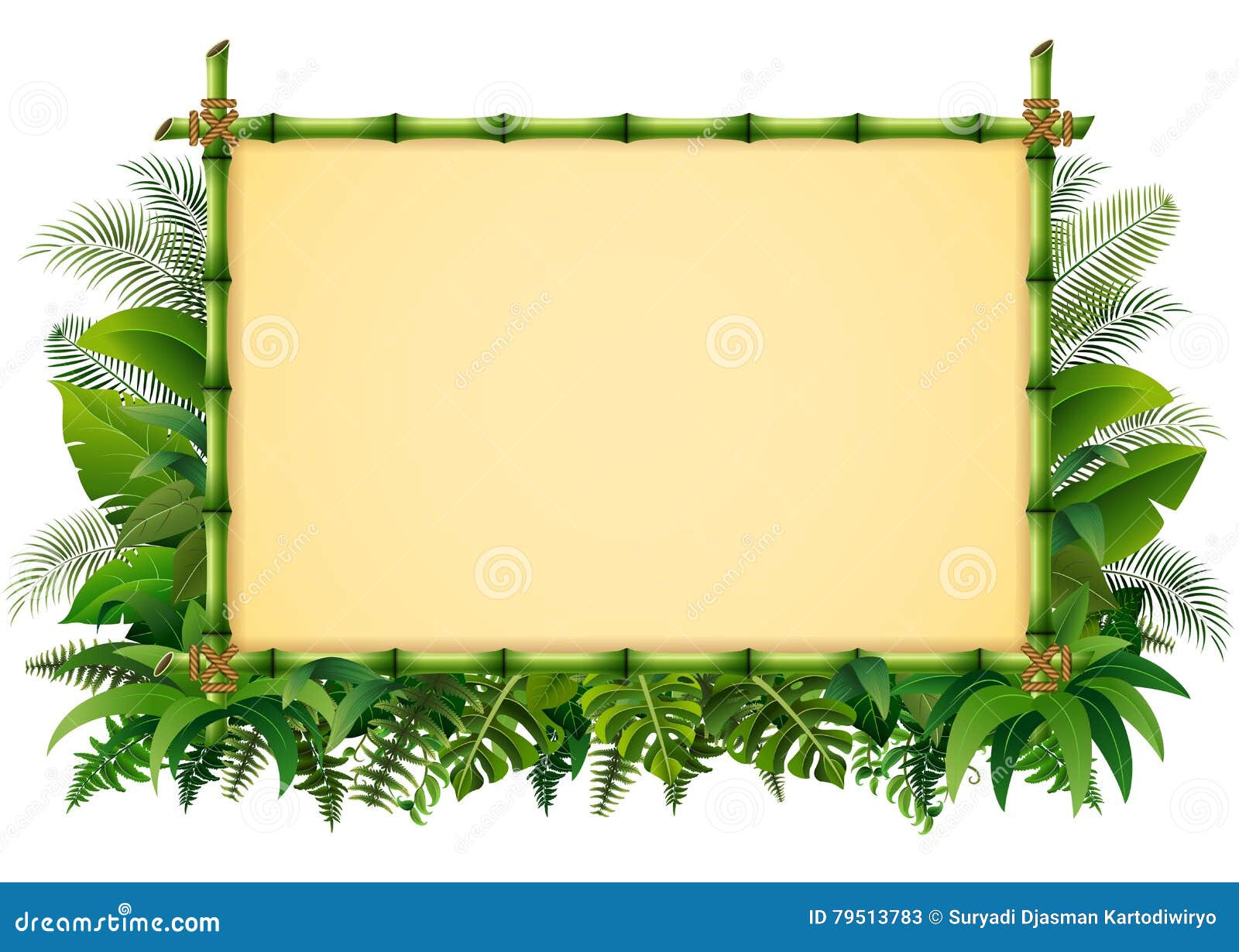 Tropical Floral Design Background with Green Bamboo Frame Stock Vector ...