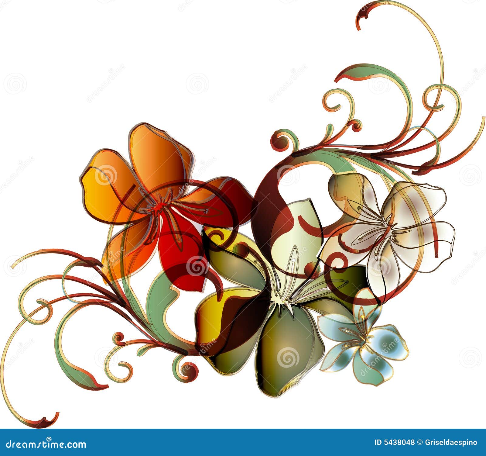 Tropical floral scroll stock vector. Illustration of summer - 5438048
