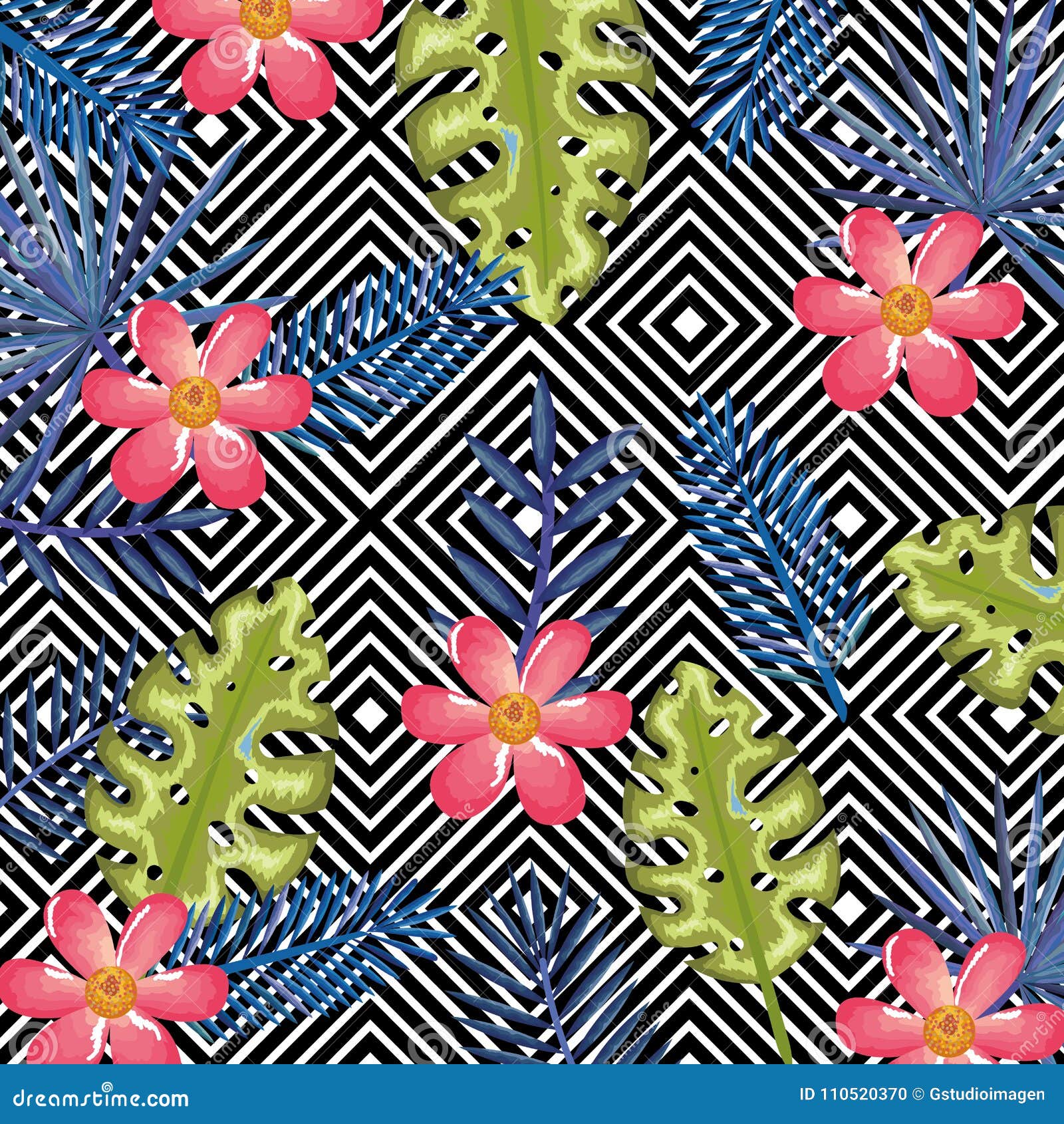 Tropical Flower with Abstract Background Desktop Computer Isolated Icon ...