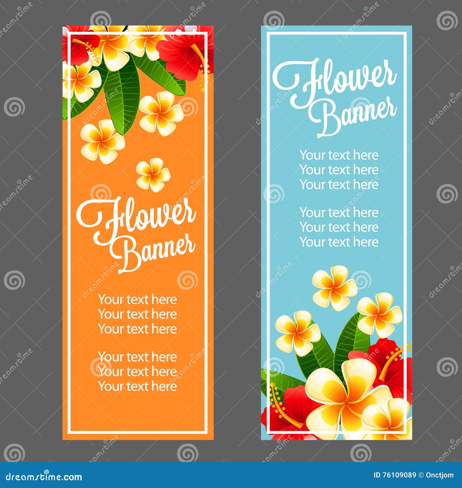 Tropical flower banner stock vector. Illustration of banner - 76109089
