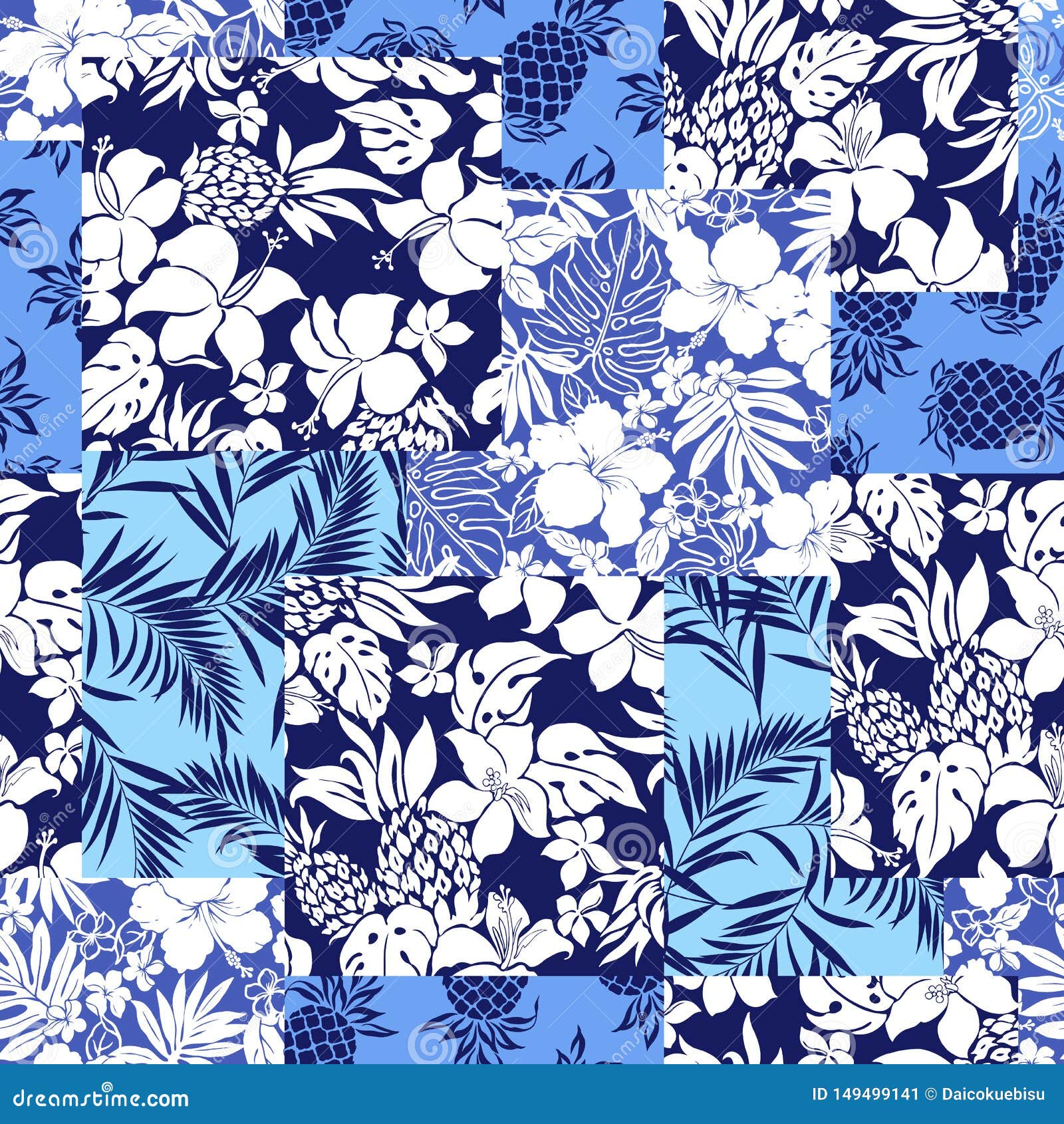 Tropical Flower Plant Patchwork Illustration Pattern Stock Vector ...