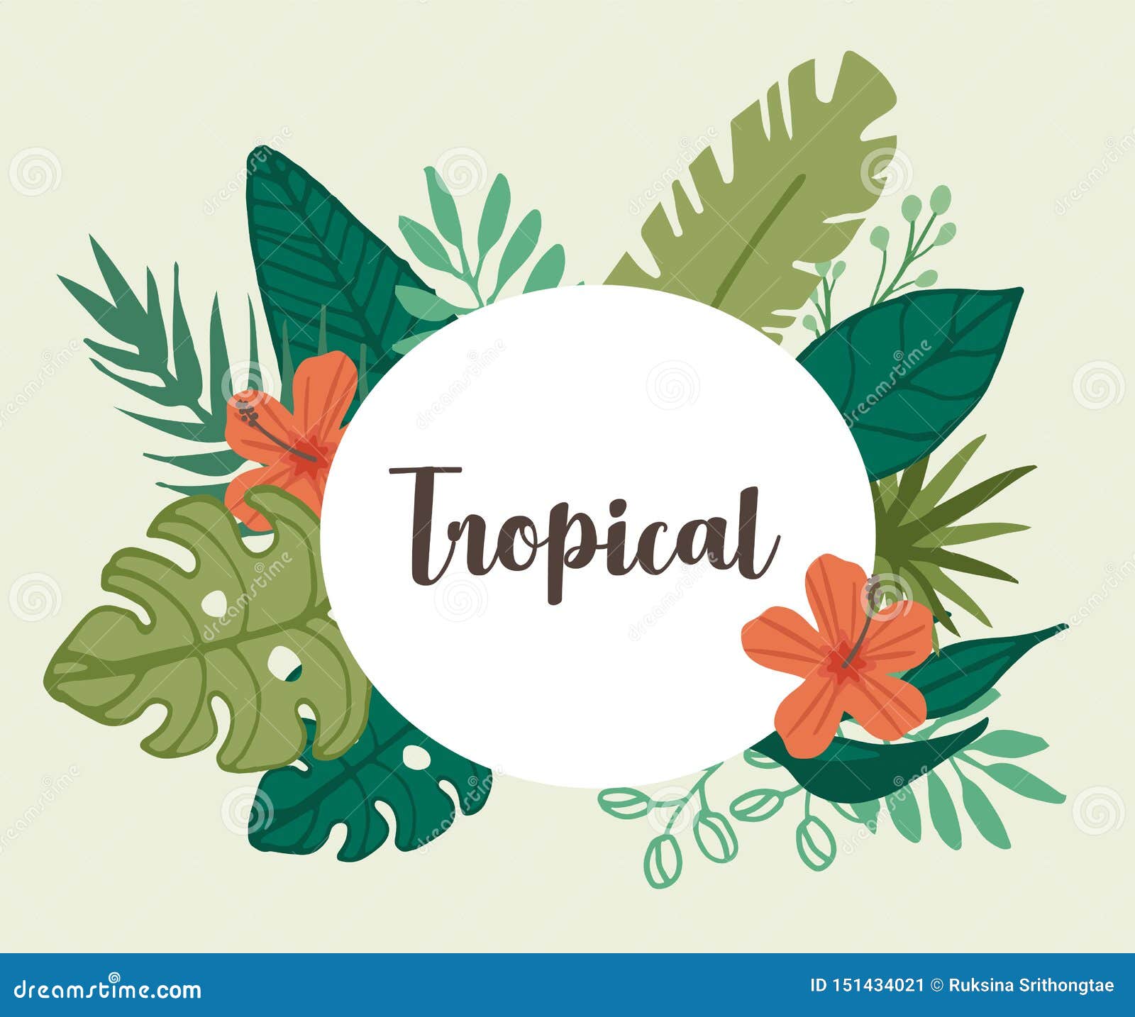 Tropical Flower and Tropical Leaf Element Stock Illustration ...