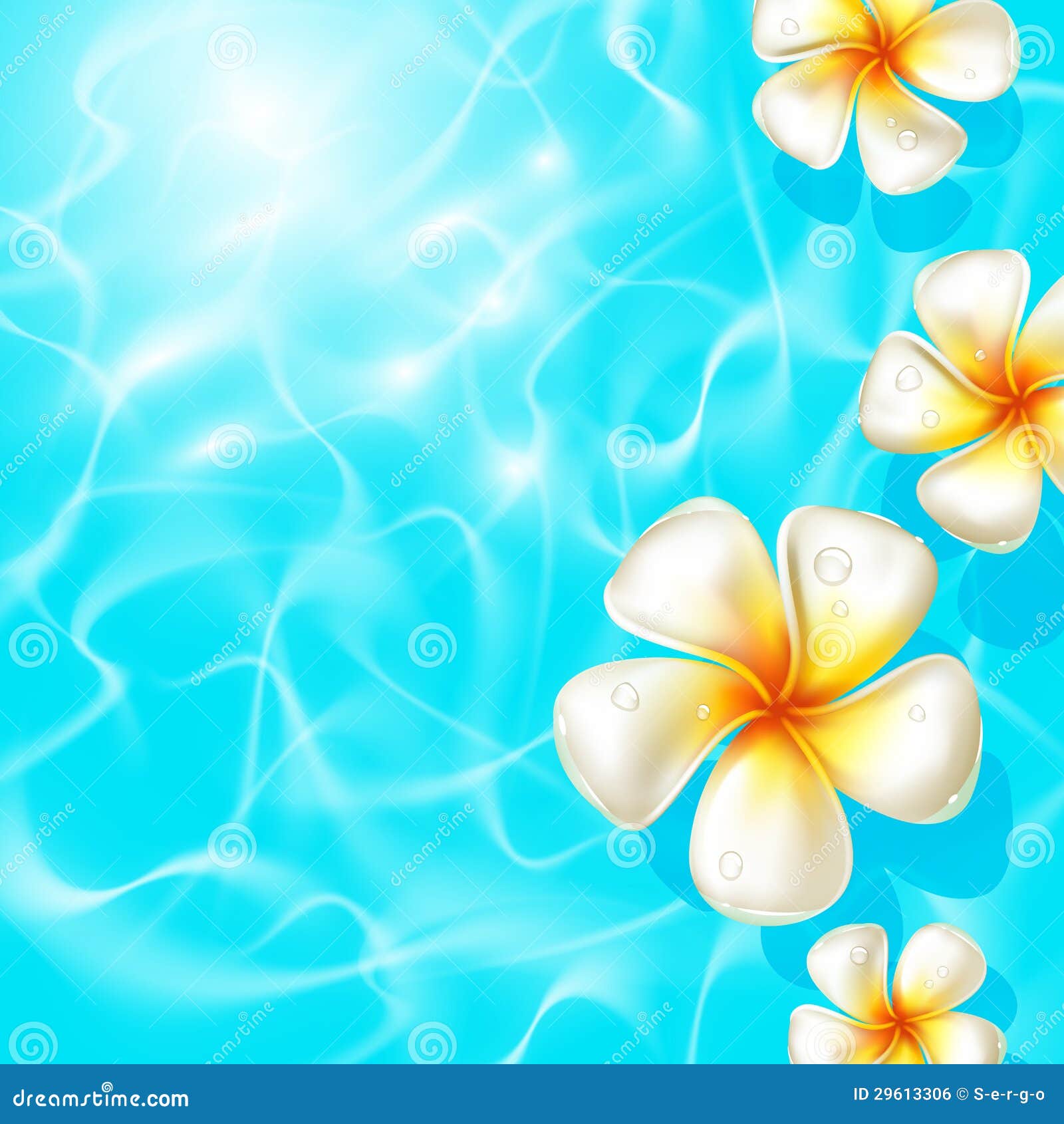 Blue Tropical Flowers Background