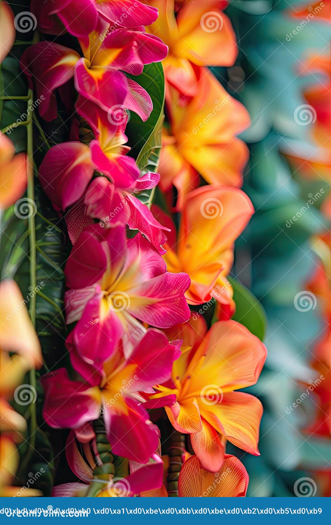 Tropical Flowers Garlands. Selective Focus Stock Illustration ...