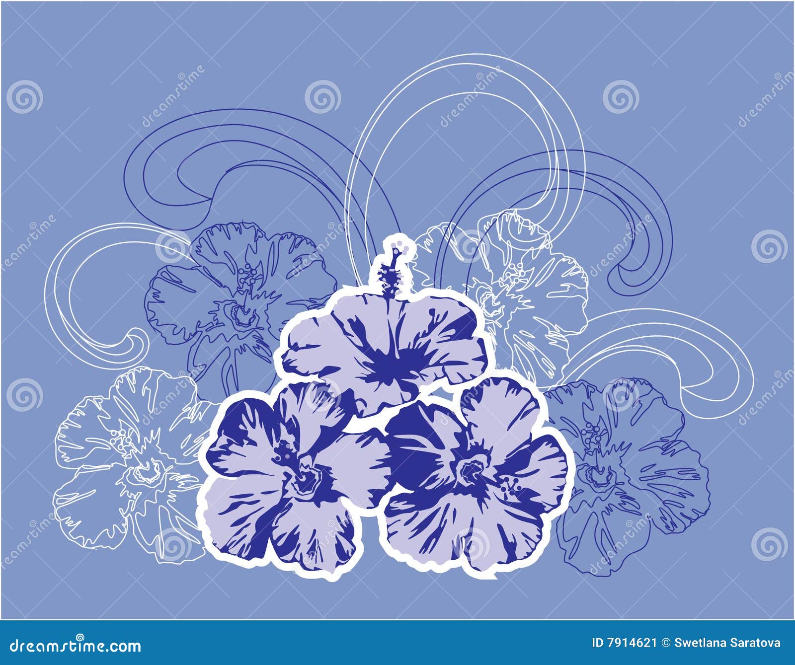 Tropical Flowers and Waves. Stock Vector - Illustration of nature ...