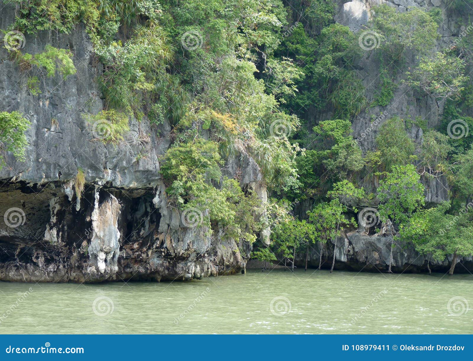 Limestone Cliffs Jungle Covered Stock Image - Image of island, andaman ...