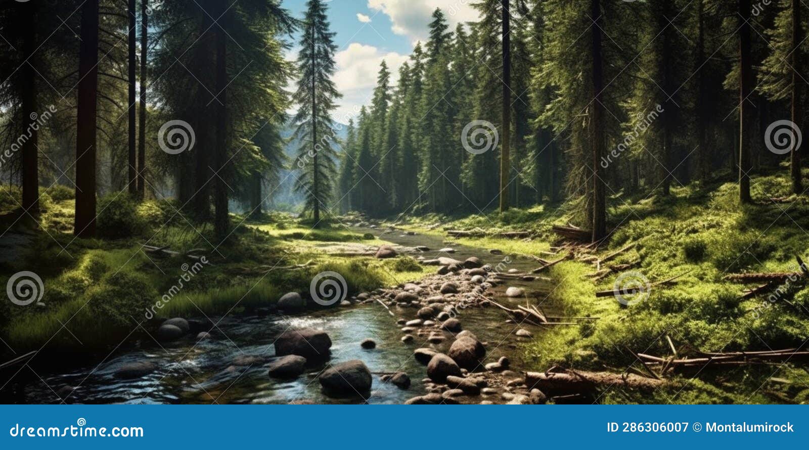 Tropical Forest View with Tree Tall and Water River Background Stock ...