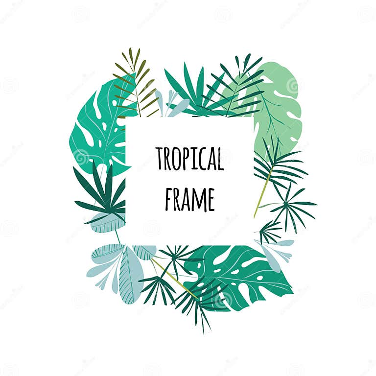 Tropical Frame, Template with Place for Text. Vector Illustration ...