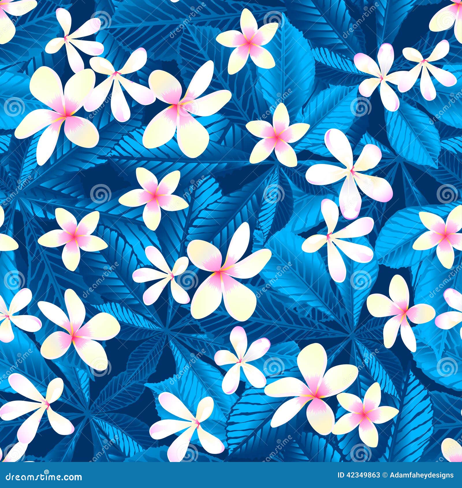 Tropical Frangipani Floral Seamless Pattern Stock Vector - Illustration ...
