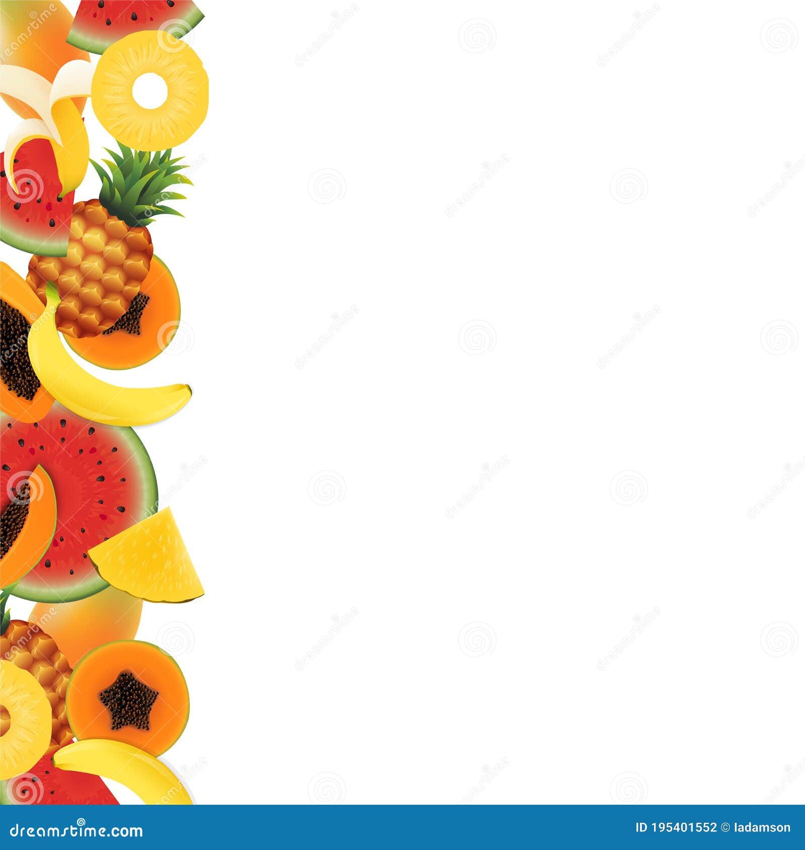 Tropical Fruit Background stock vector. Illustration of pattern - 195401552