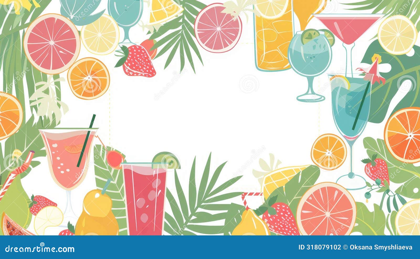Tropical Fruit Cocktails and Citrus Summer Background Stock Photo ...