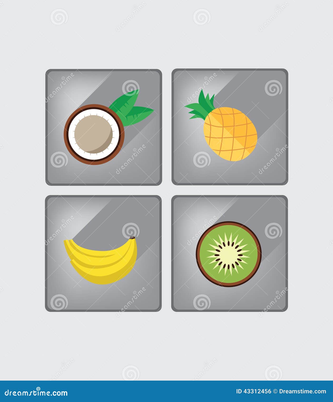 Tropical Fruit Flat Design Assortment Stock Vector - Illustration of ...