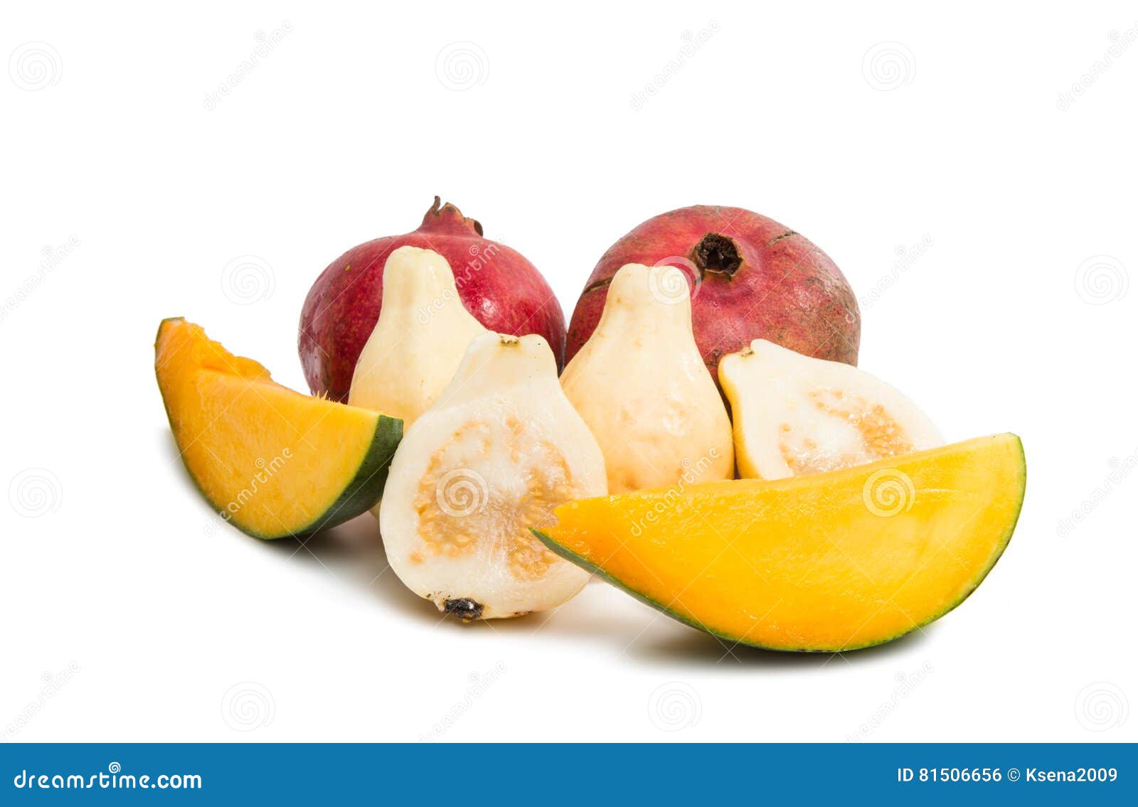 Tropical Fruit Guava, Mango, Pomegranate Stock Photo - Image of mango ...