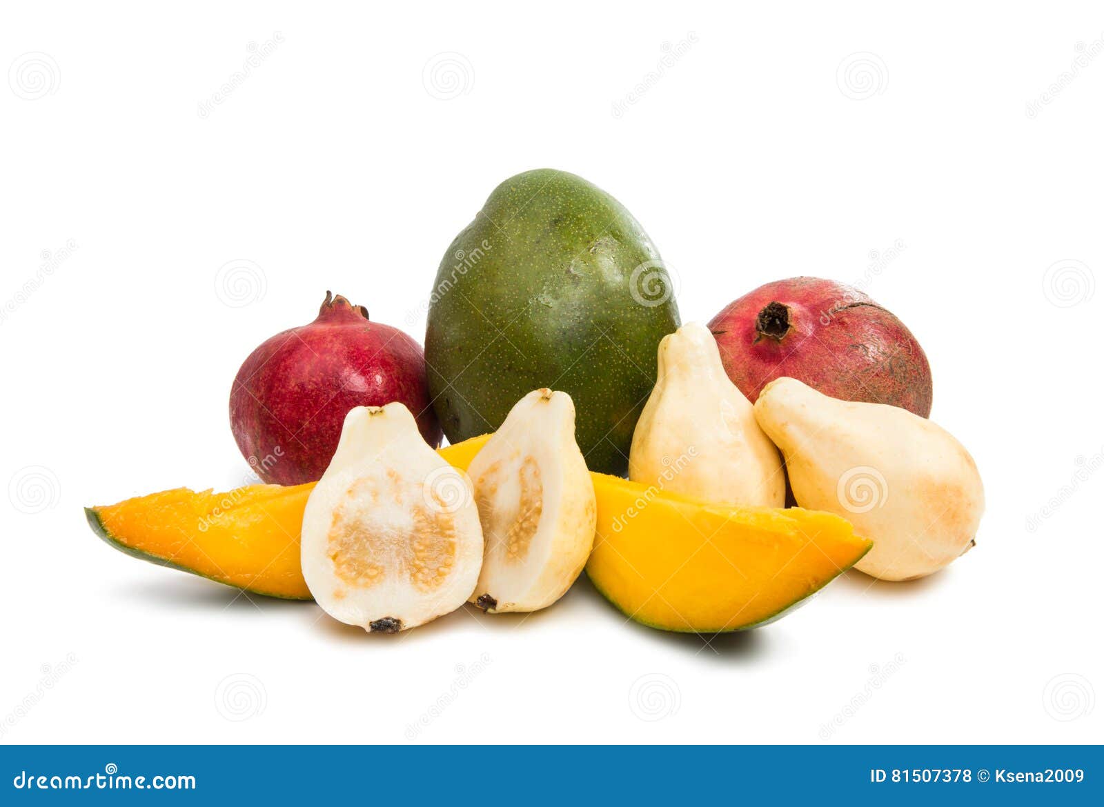 Tropical Fruit Guava, Mango, Pomegranate Stock Photo - Image of object ...