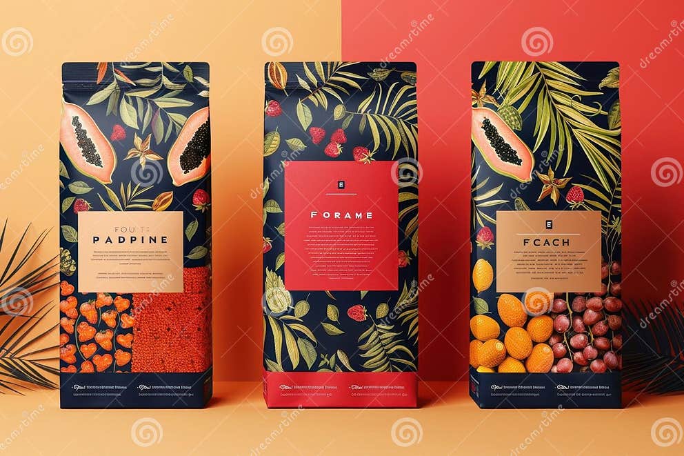 Tropical Fruit Packaging Design Mockup Stock Illustration ...